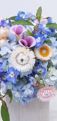 Blue and White Flower Vase - Lively Cutecore Live Wallpaper - free download