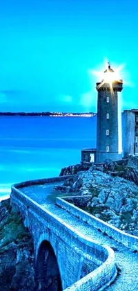 Lighthouse on Rock Ocean View Live Wallpaper" - free download
