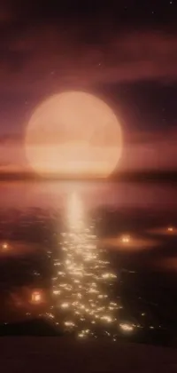 Enchanting WaterView: Ethereal Moon Glare & Sunset Live Wallpaper ...