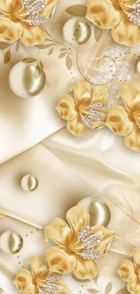 Flowers and Pearls on Stack Cloth Live Wallpaper