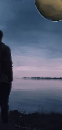 thinking under the beach moonlight Live Wallpaper - download