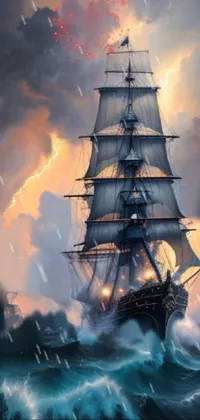 Water Cloud Boat Live Wallpaper