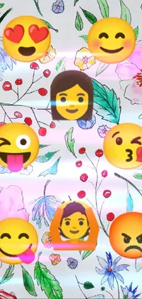 Floral Emoticons Live Wallpaper with Hip Fun Vibes - free download