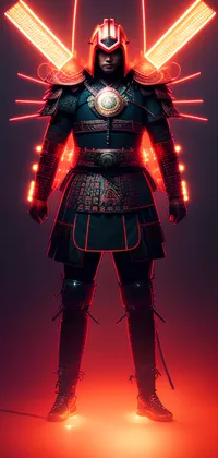 Neon Glow Samurai Live Wallpaper